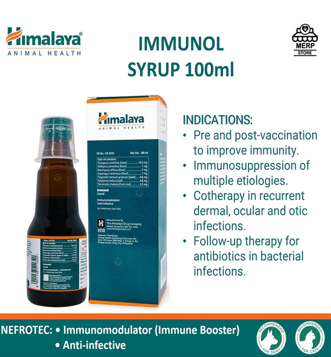 Himalaya Immunol Syrup for Cats & Dogs Immune Booster - 100 ml (Authen ...