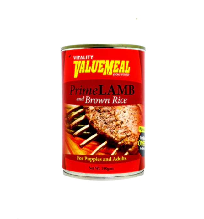 Value Meal Canned Dog Food For Puppies And Adults Prime Lamb w/ Brown ...